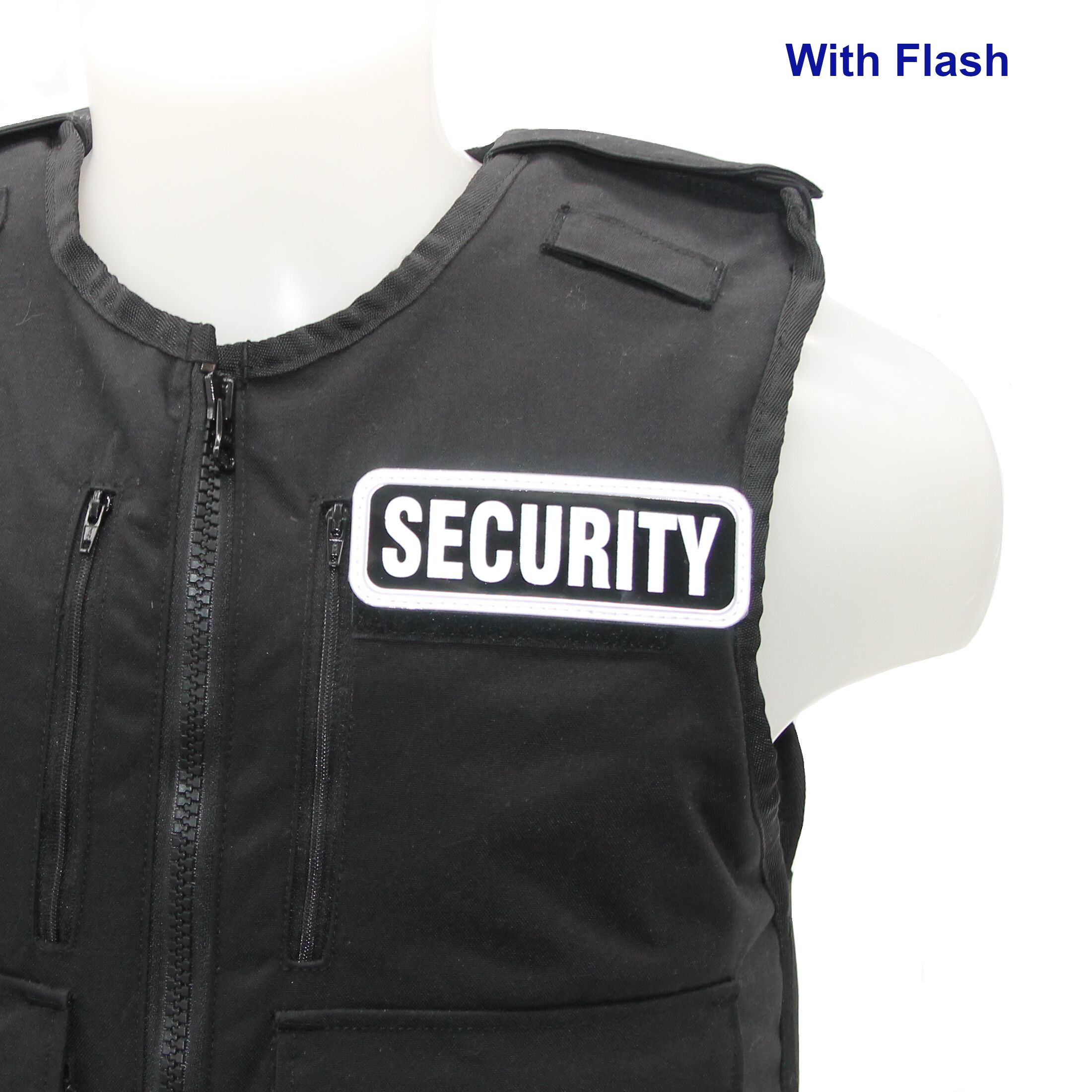 Black Small Reflective Security Badge with Velcro | Hook & Loop | Front